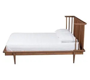 BAXTON STUDIO Flint Ash Walnut Wood King Platfo Rm Bed