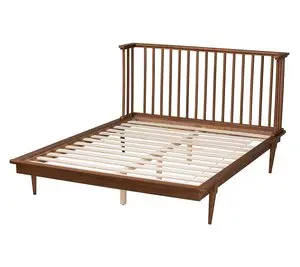 BAXTON STUDIO Flint Ash Walnut Wood King Platfo Rm Bed