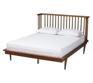 BAXTON STUDIO Flint Ash Walnut Wood Queen Platf Orm Bed - One-color