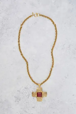 Chanel 1987 Gripoix Cross Necklace