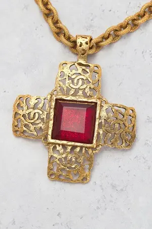 Chanel 1987 Gripoix Cross Necklace