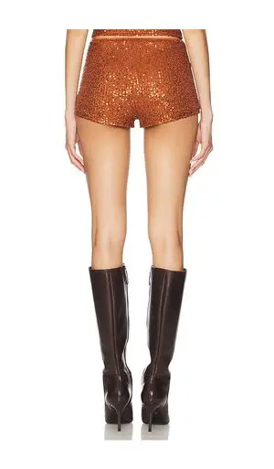 Superdown Maja Sequin Embellished Shorts - Rust