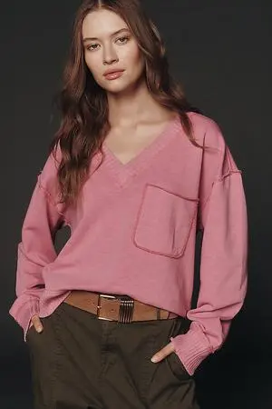 PILCRO Montana Pocket Knit Top Fuchsia Pink
