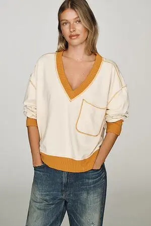 PILCRO Montana Pocket Knit Top - Ivory Pattern
