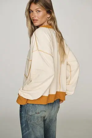 PILCRO Montana Pocket Knit Top - Ivory Pattern