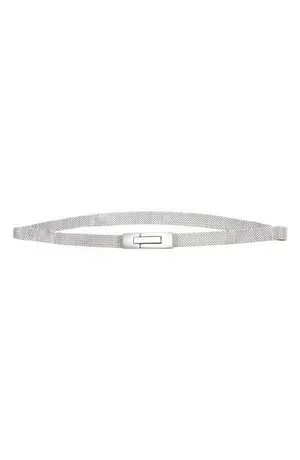 Mango Skinny Metal Mesh Belt - Silver