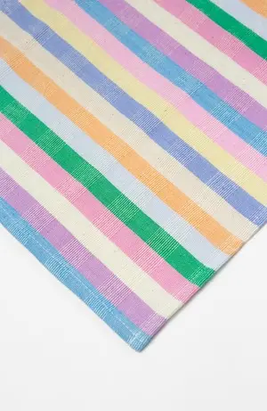 ARCHIVE NEW YORK Handwoven Colorful Striped Cotton Table Runner - Multicolor