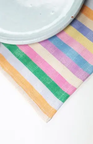 ARCHIVE NEW YORK Handwoven Colorful Striped Cotton Table Runner - Multicolor