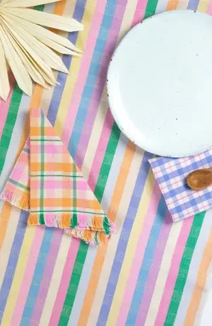 ARCHIVE NEW YORK Handwoven Colorful Striped Cotton Table Runner - Multicolor