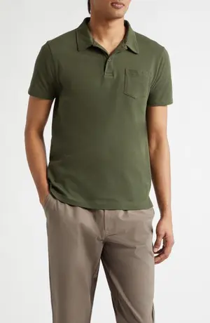 Sunspel Riviera Cotton Piqué Polo - Deep Olive