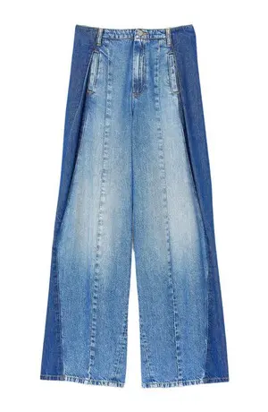 Sandro Wide Leg Jeans With Contrasting Panels