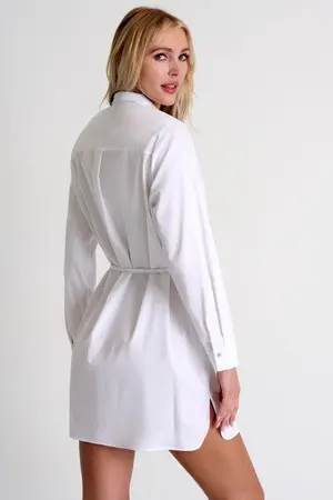 Shan Poplin Shirt Tunic - White