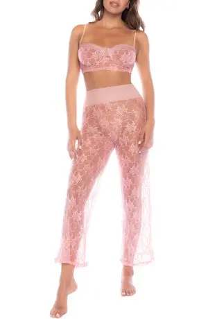 MAPALE Sheer Lace Lounge Set - Rose