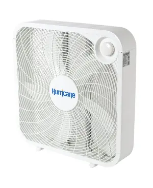 HURRICANE 20 Inch Classic Series Floor Box Fan With 3 Efficient Speed Settings - White