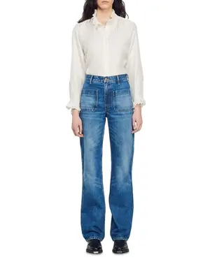 Sandro Moore High-rise Flare Jeans - Blue Jean