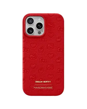 MAISON DE SABRE Hello Kitty Leather Phone Case (iphone 16 Pro) Pomegranate Red