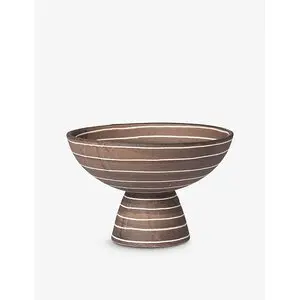 FERM LIVING Brura Striped Terracotta Bowl - Coffee And White