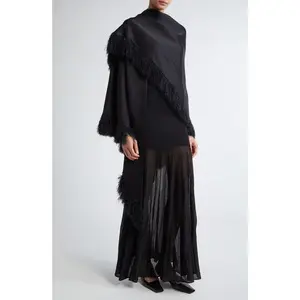 TOTEME Charmeuse Satin Triangle Fringe Scarf
