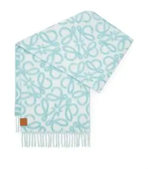Loewe Wool-blend Anagram Scarf - Blue