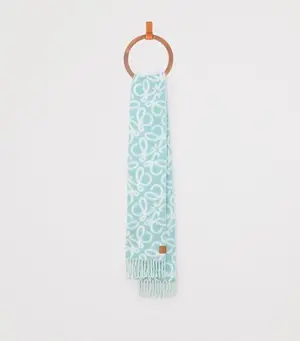 Loewe Wool-blend Anagram Scarf - Blue