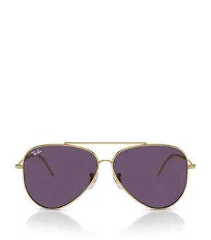 Ray-ban Rbr0101s Aviator Reverse Sunglasses - Gold