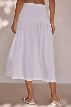 Sanctuary Asymmetric Drop-waist Midi Skirt - White