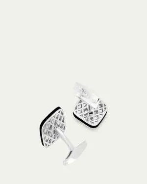Tateossian Refratto Cufflinks With Black Spinel In Rhodium-plated Silver