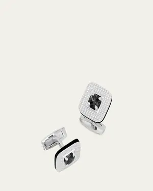 Tateossian Refratto Cufflinks With Black Spinel In Rhodium-plated Silver