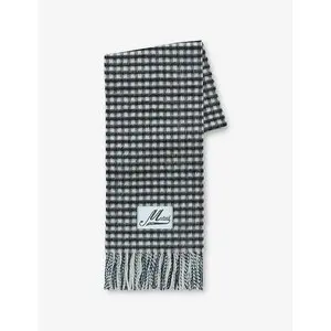 Marni Double-check Logo-embroidered Wool-blend Scarf - Black