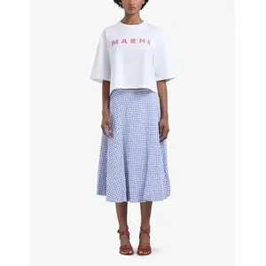 Marni Seersucker Checked Midi Skirt