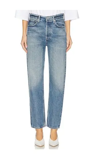 High Rise Straight Leg Faded Jeans