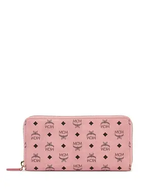 Mcm Aren Visetos Zip Around Wallet - Soft Pink