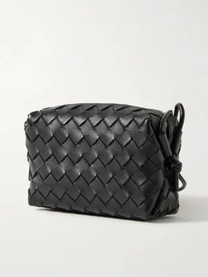 Bottega Veneta Loop Mini Intrecciato Leather Shoulder Bag - Black