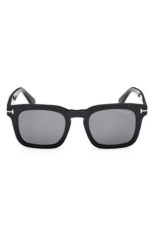 TOM FORD 50mm Polarized Square Sunglasses - Black Eco/t Logo/black
