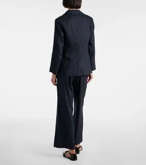 Max Mara Derna Linen-blend Twill Blazer - Blue