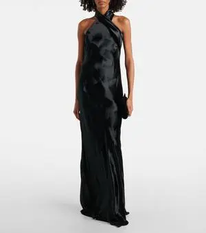 Galvan Pandora Halterneck Gown - Black