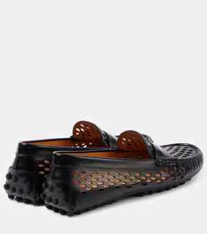 TOD'S Gommino Cutout Leather Driving Shoes - Black