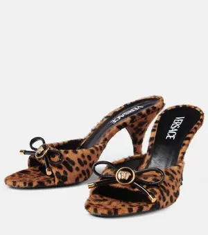 Versace Leopard Shearling Mules