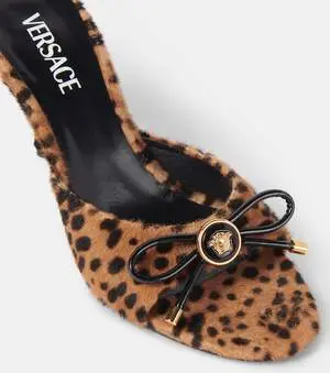 Versace Leopard Shearling Mules