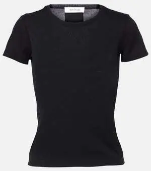 AYA MUSE Ribbed-knit Cotton T-shirt - Black