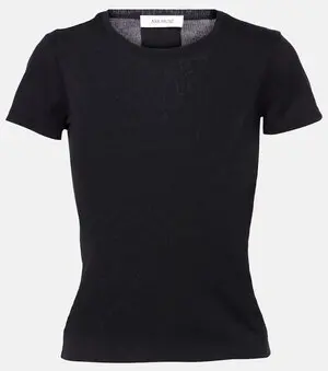 AYA MUSE Ribbed-knit Cotton T-shirt - Black