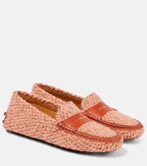 TOD'S Tod's Gommino Bouclé Driving Shoes Red