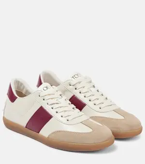 TOD'S Tabs Suede-trimmed Leather Sneakers - Neutrals