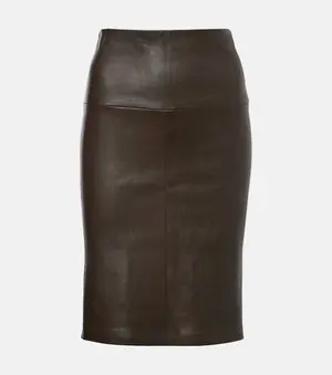 Stouls Gina 25 Leather Midi Skirt - Brown