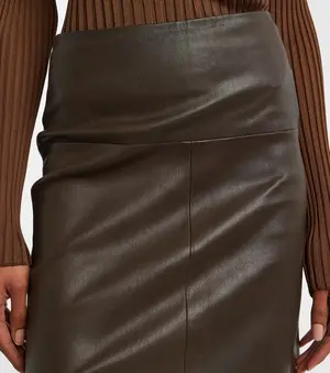 Stouls Gina 25 Leather Midi Skirt - Brown