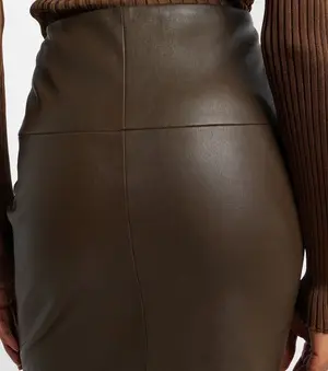 Stouls Gina 25 Leather Midi Skirt - Brown