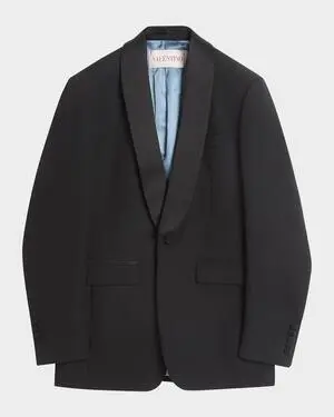 Valentino Garavani Apos;s Grain De Poudre Shawl Sport Coat - Black