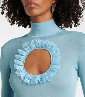 SELF-PORTRAIT X Christopher Kane Cutout Knitted Maxi Dress - Blue
