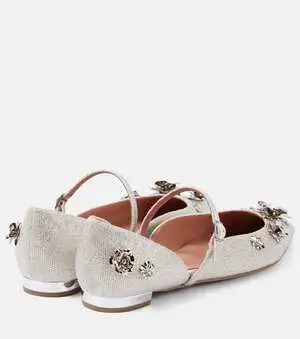 AQUAZZURA Bloom Embellished Ballet Flats