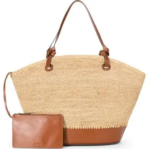 Staud Squillo Raffia Tote - Natural/ Tan